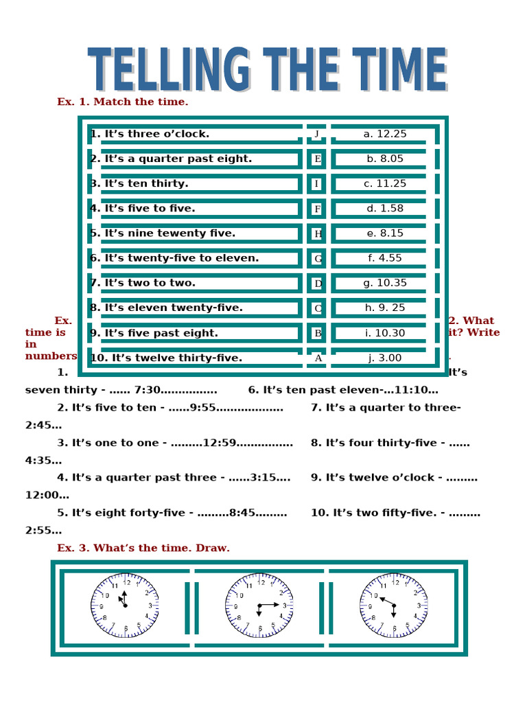 Time-Telling Exercises and Activities | PDF | Chess Theory | Chess