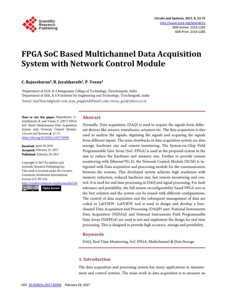 FPGA SoC Based Multichannel Data Acquisition Syste | PDF | Computer Network | Field Programmable ...