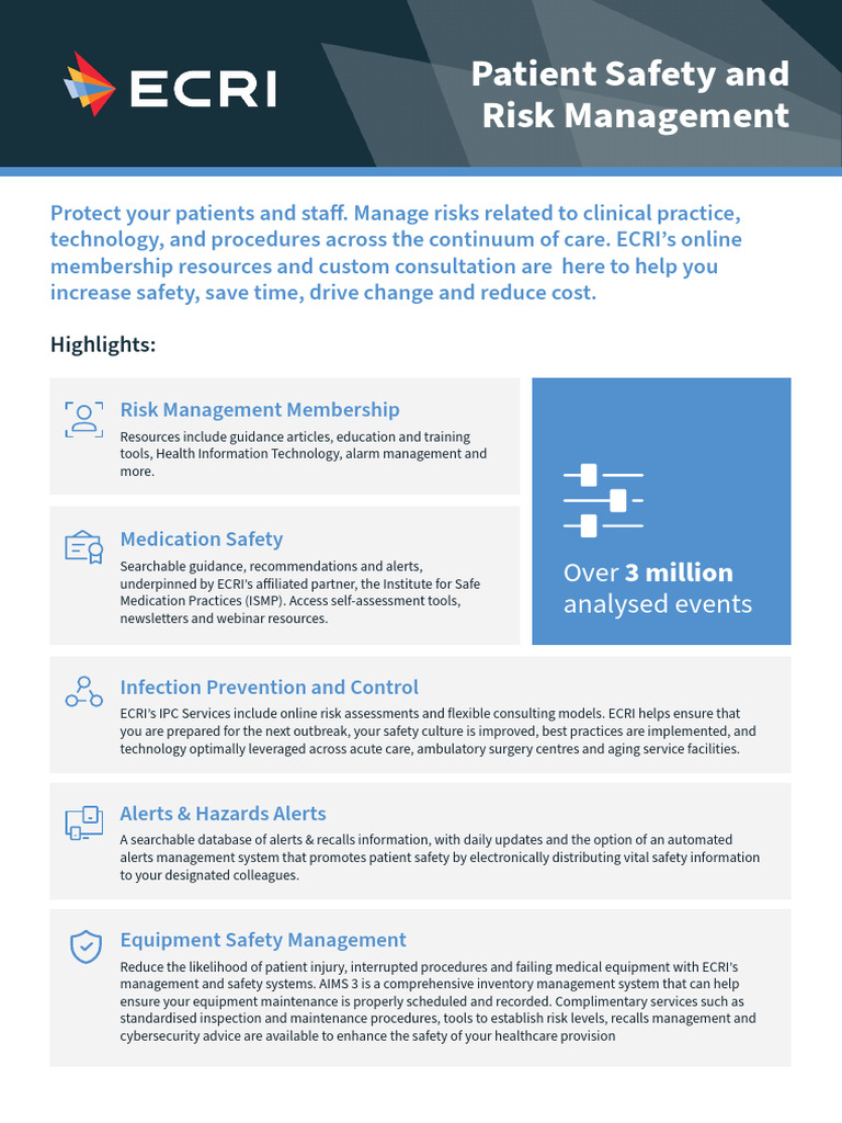 Ecri 2pp Patientsafety Riskmanagement July21 | PDF | Patient Safety ...