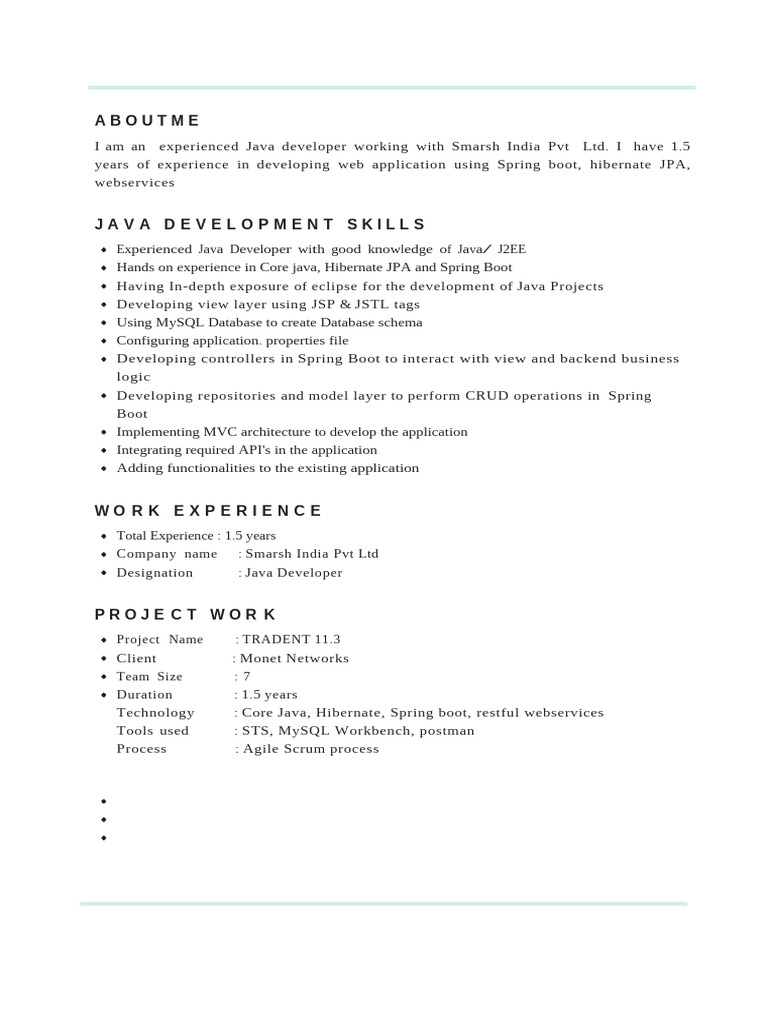 Mohammed Zeeshan Resume | PDF | Java (Programming Language) | Databases