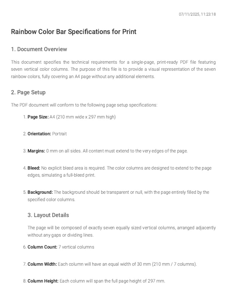 Rainbow Color Bar Specifications for Print | PDF | Color | Page Layout