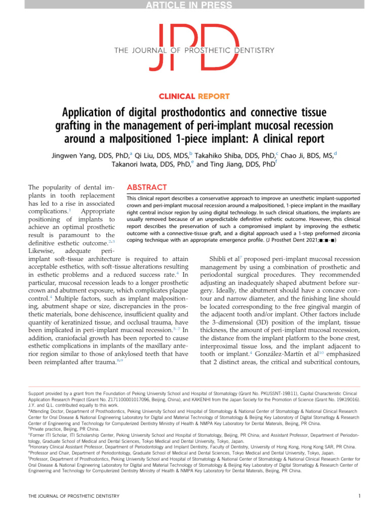 Application of Digital Prosthodontics & Grafting in The Mngemnt of ...