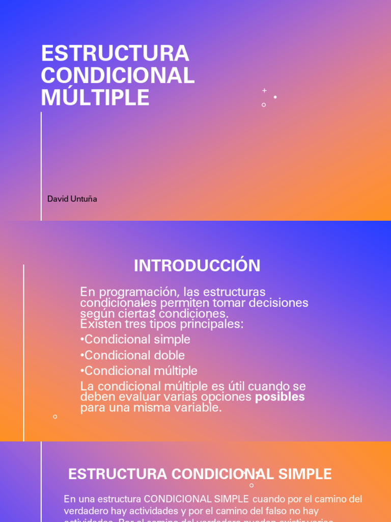 Presntacion Estructuras Condicionales David Untuña | PDF | Lenguaje de ...