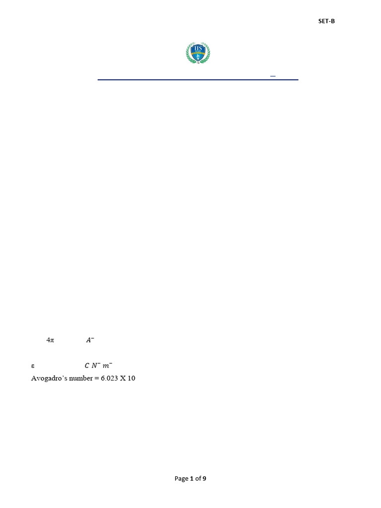 12 Physics Term - 1 QP Set-B (2024-25) | PDF | Electrical Conductor | Applied And ...