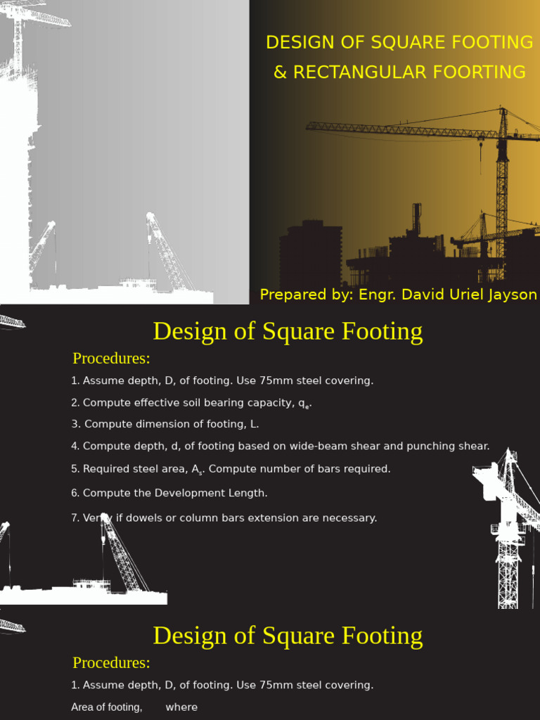 Square and Rectangular Footing Design Guide | PDF
