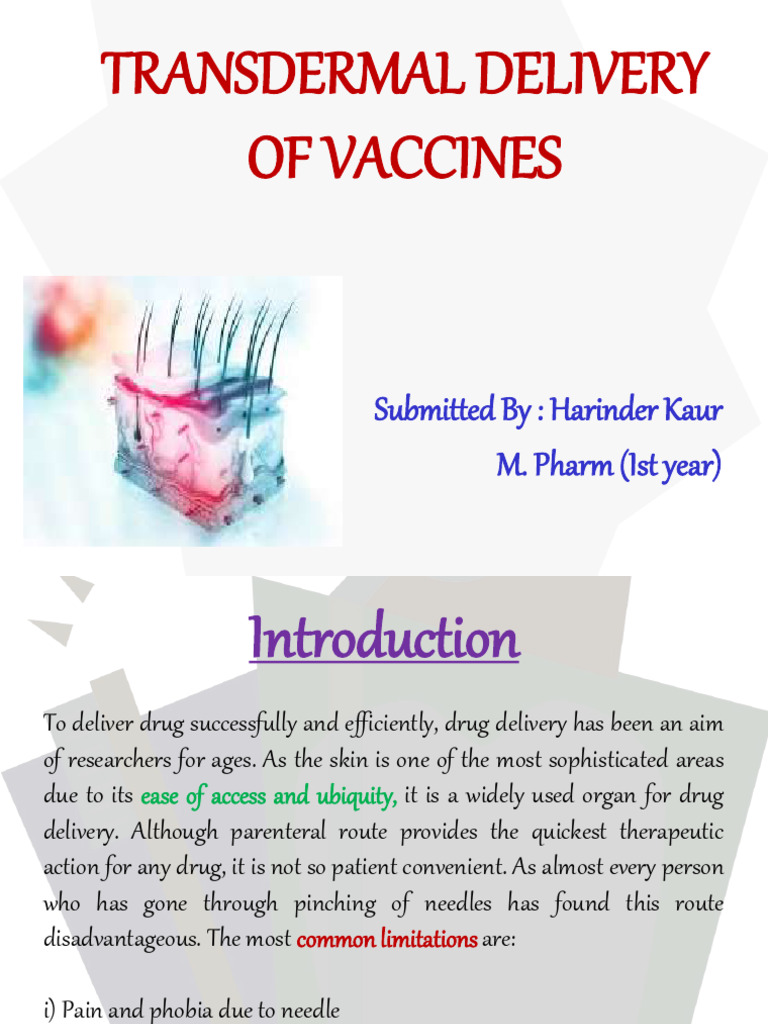 Transdermal Delivery of Vaccines | PDF | Skin | Liposome