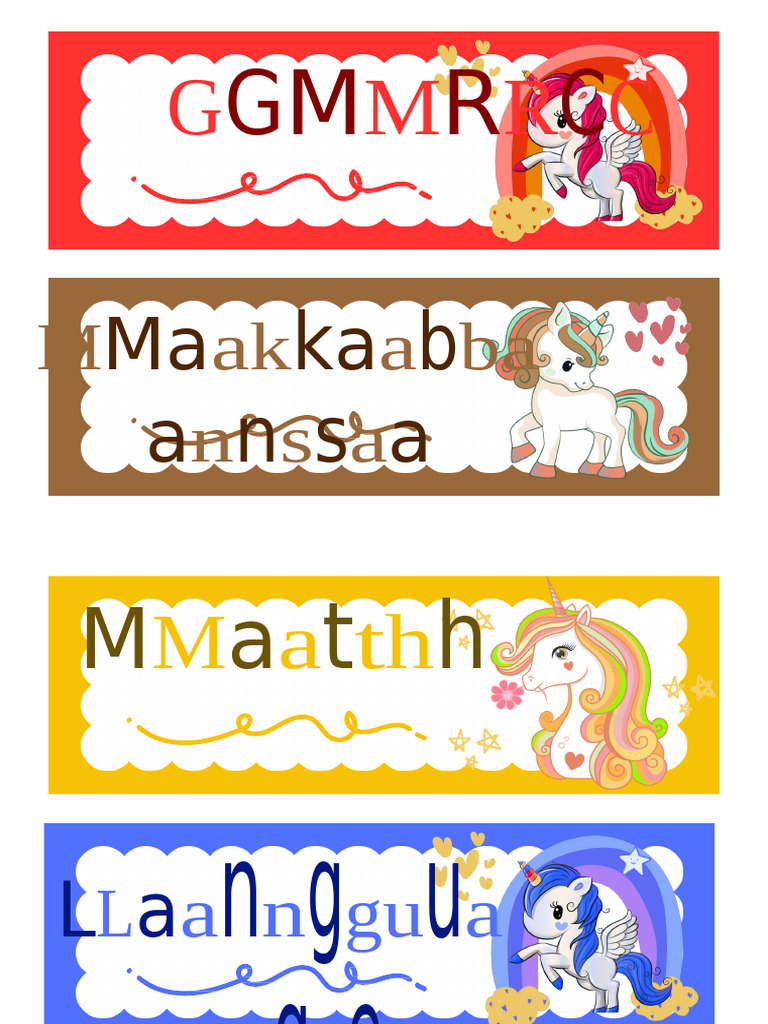 White Colorful Unicorn Folder Label | PDF