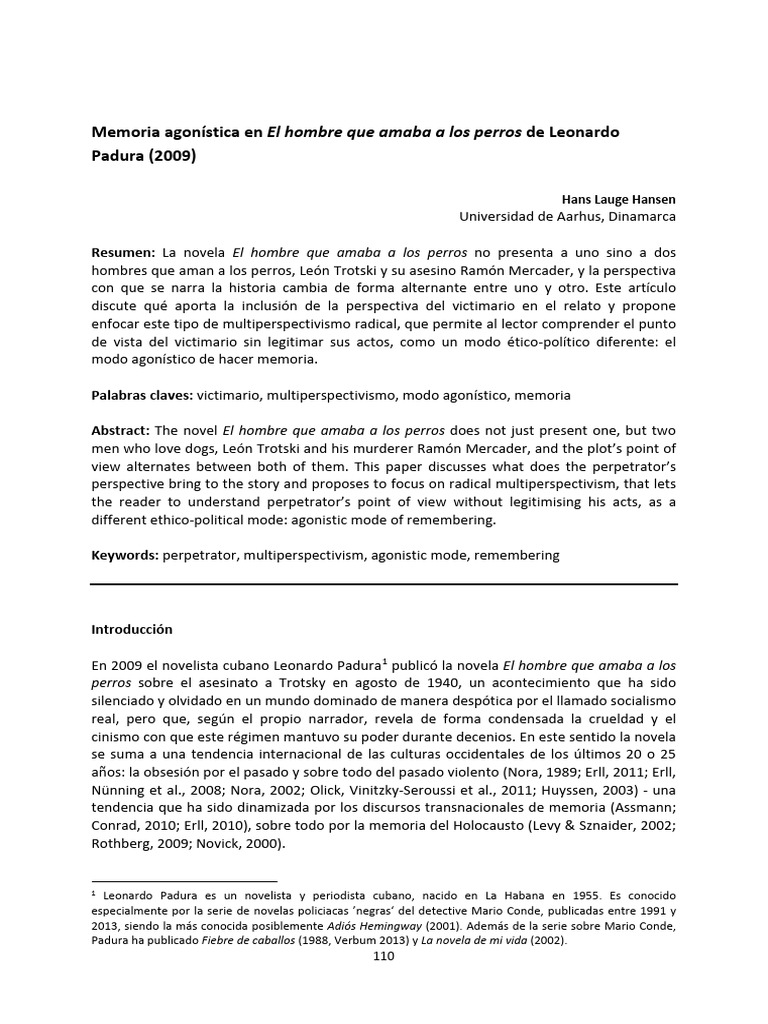 Memoria agonística en Padura: Trotski y Mercader | PDF