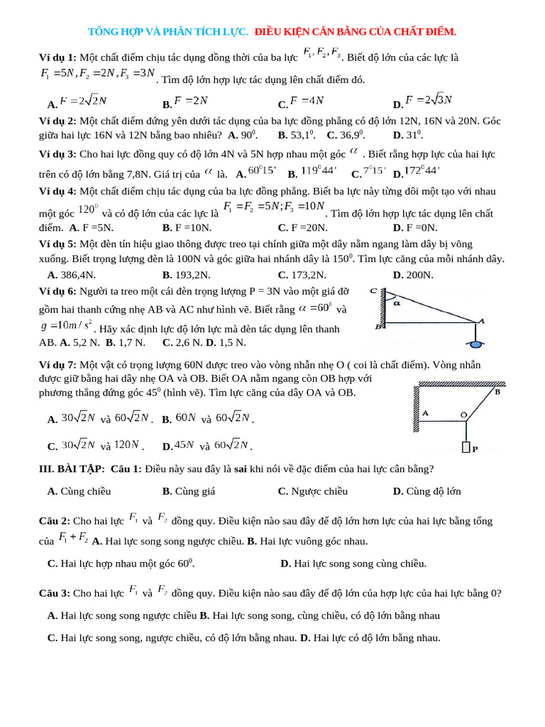 Ly Thuyet Va Trac Nghiem Tong Hop Va Phan Tich Luc | PDF
