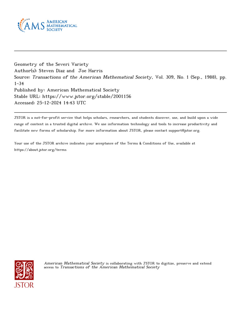 Geometry of Severi Variety Analysis | PDF | Curve | Space