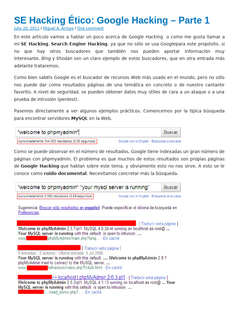 Hacking Ético Google Hacking Parte 1 | PDF | Red mundial | Internet y web