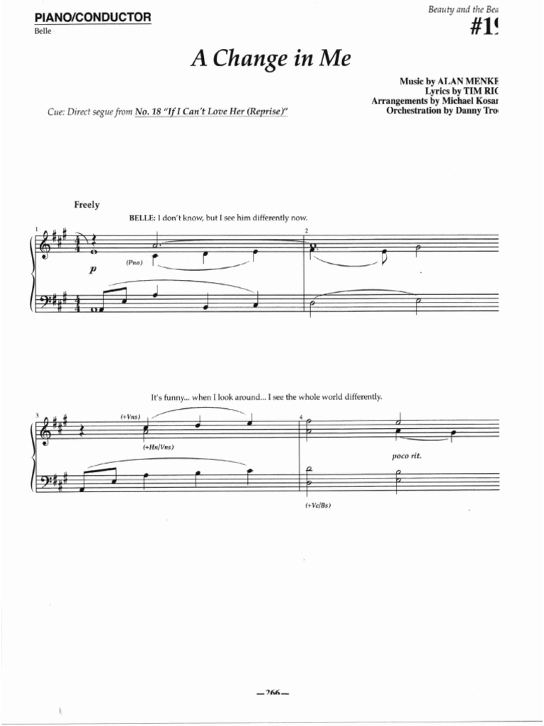 Kami Export Belle Callback A Change in Me Sheet Music | PDF
