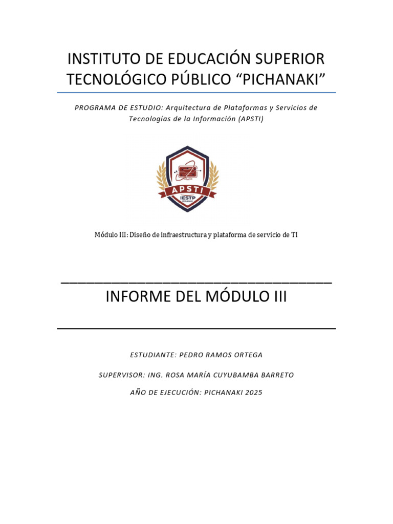 Estructura Informe Modulo3 APSTI Pichanaki | PDF | Software ...