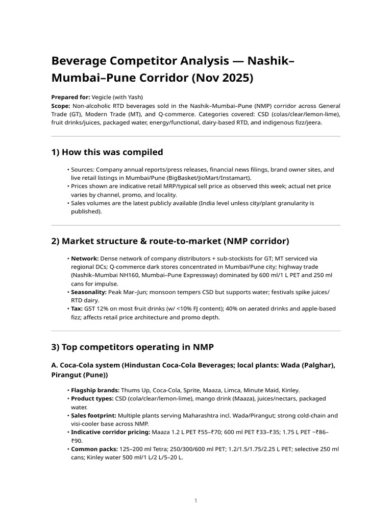 Beverage Market Analysis: NMP Corridor | PDF | Drink