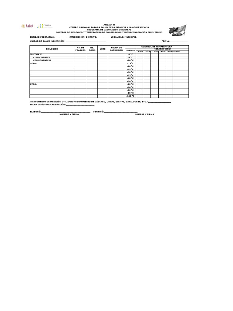 Control De Temperatura En Vacunación Pdf Vacunación Termodinámica