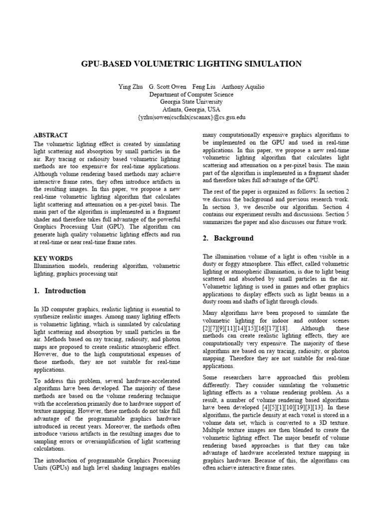 GPU-based Volumetric Lighting Simulation | PDF | Rendering (Computer ...