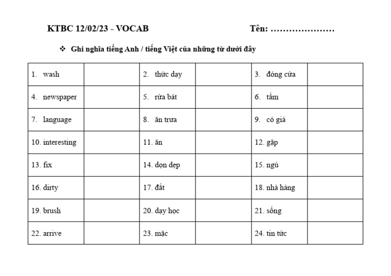Thì HTĐ - Vinf - Vocab | PDF