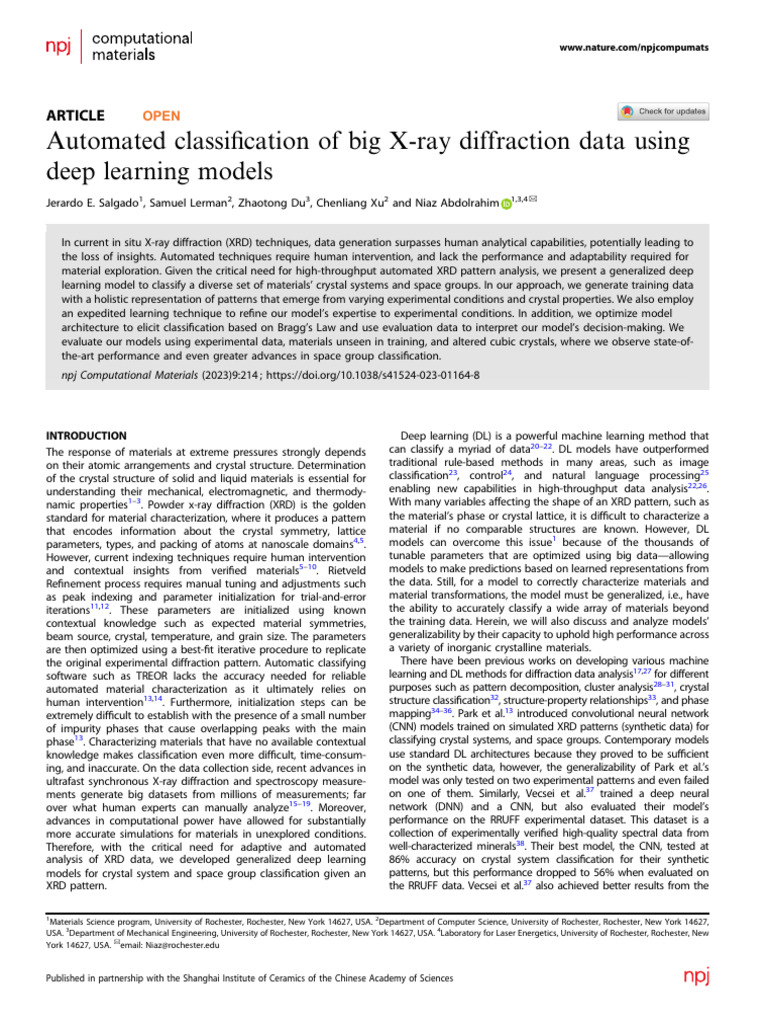 X Ray D Classifier s41524-023-01164-8 | PDF | X Ray Crystallography ...