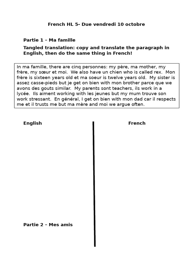 HL5 Ma Famille Et Mes Amis | PDF