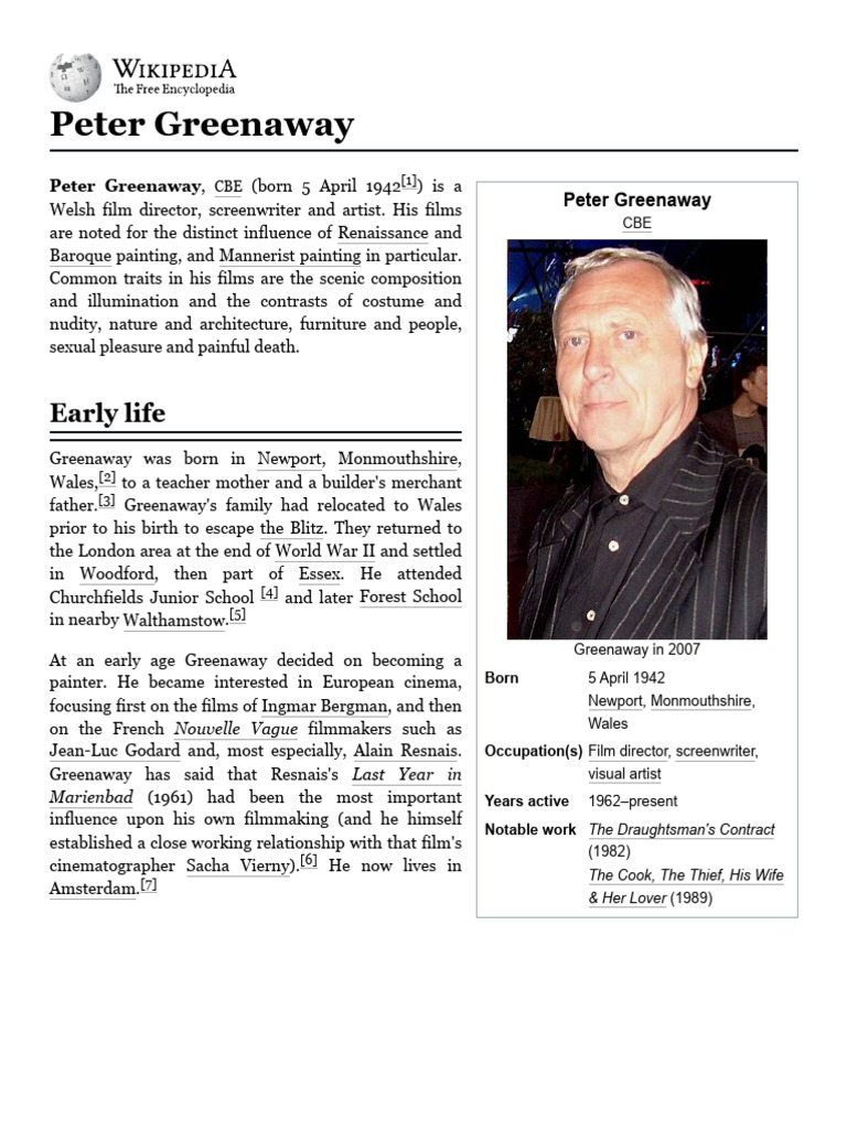 Peter Greenaway - Wikipedia | PDF