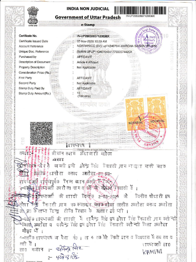 Kamini Affidavit Stamp | PDF