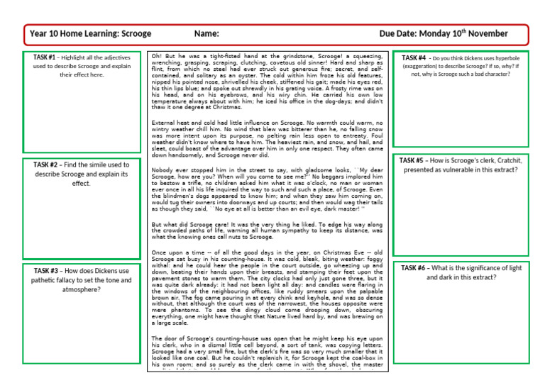 Scrooge Character Analysis for Year 10 | PDF | Ebenezer Scrooge
