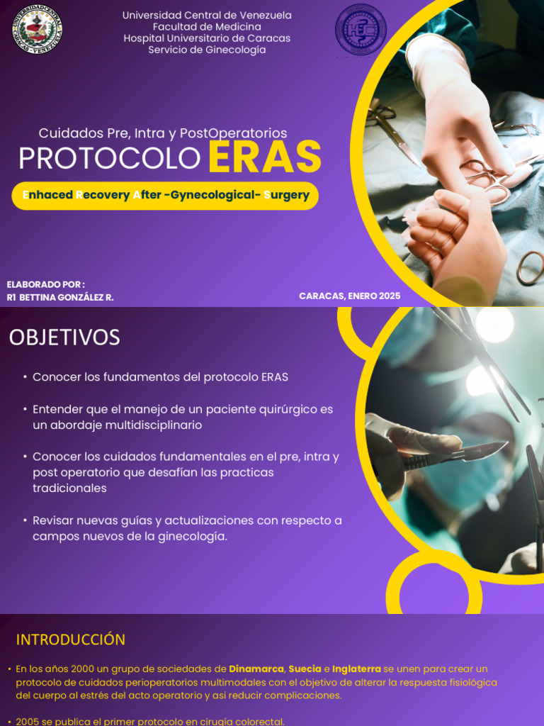 Protocolo ERAS en Cirugía Ginecológica | PDF | Cirugía | Cuidado de la ...