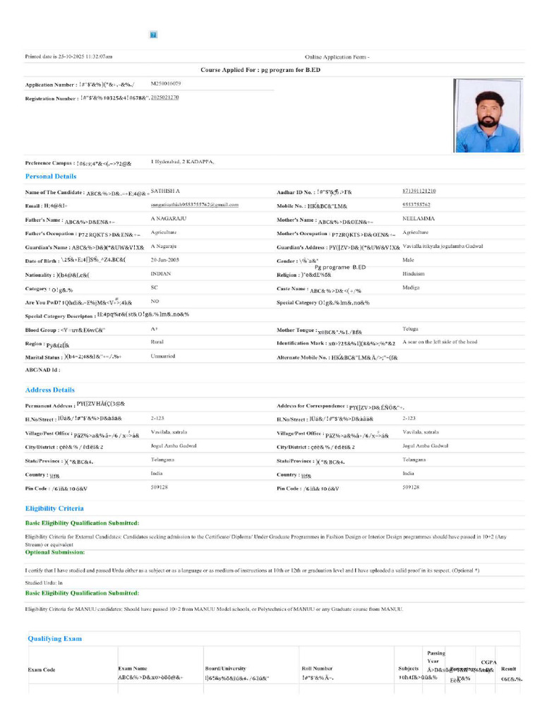 University Application Form | PDF