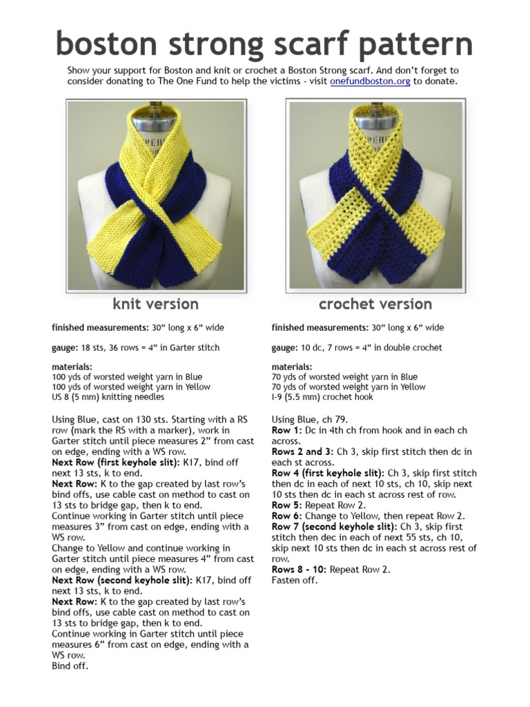 Boston Strong Scarf Pattern | PDF