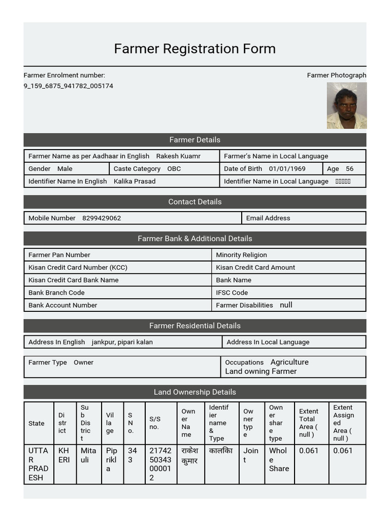 Farmer Registration Form | PDF