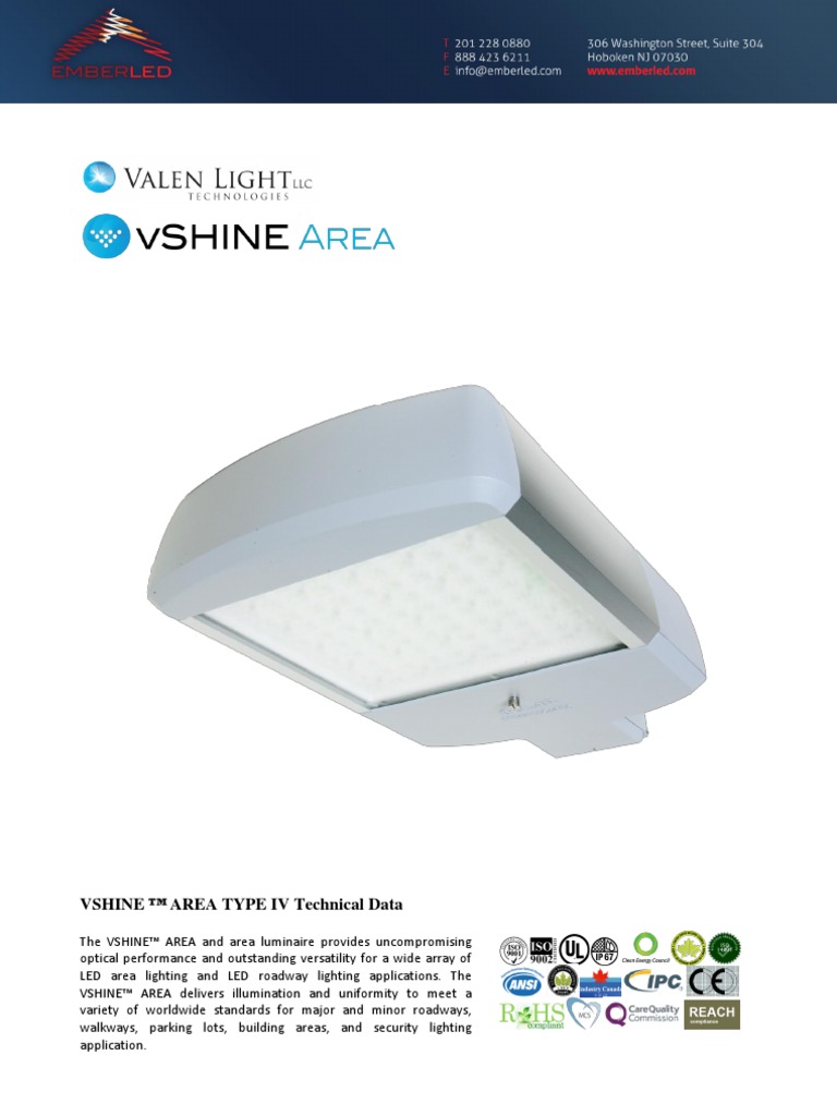 Ember Led - Vshine Led Area Light | PDF | Lighting | Street Light