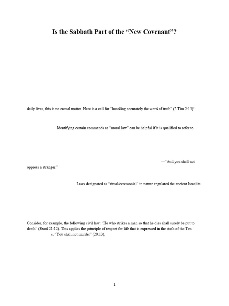 Sabbath and New Covenant Law Analysis | PDF | Ten Commandments ...
