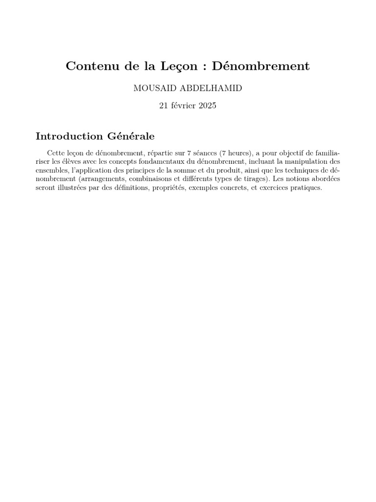 Cours Denombrement F | PDF | Mathématiques