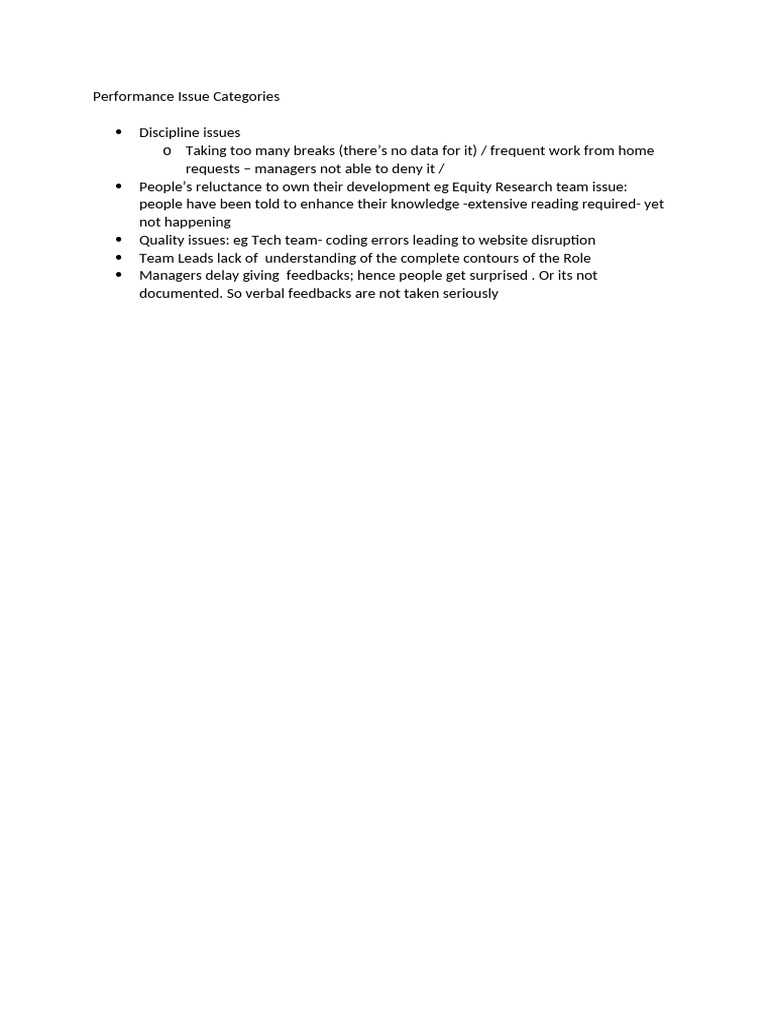 Performance Issues in Team Management | PDF