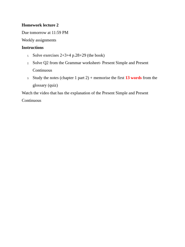 Homework Lecture 2 | PDF