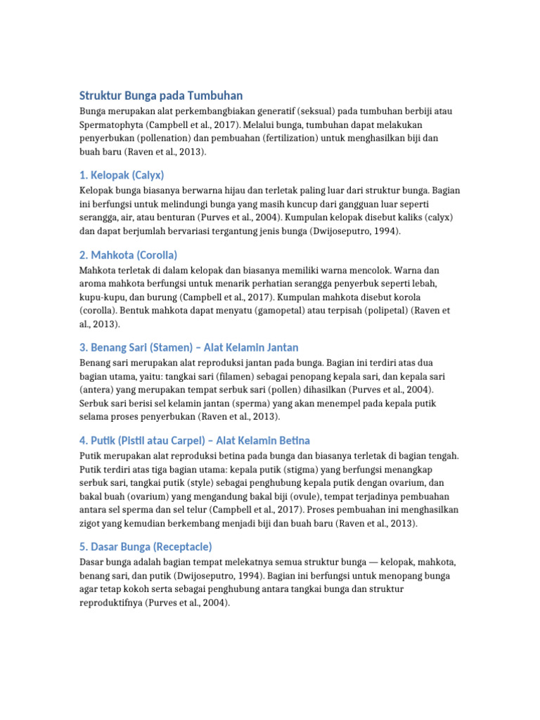 Struktur Bunga Dengan Citasi Flori | PDF