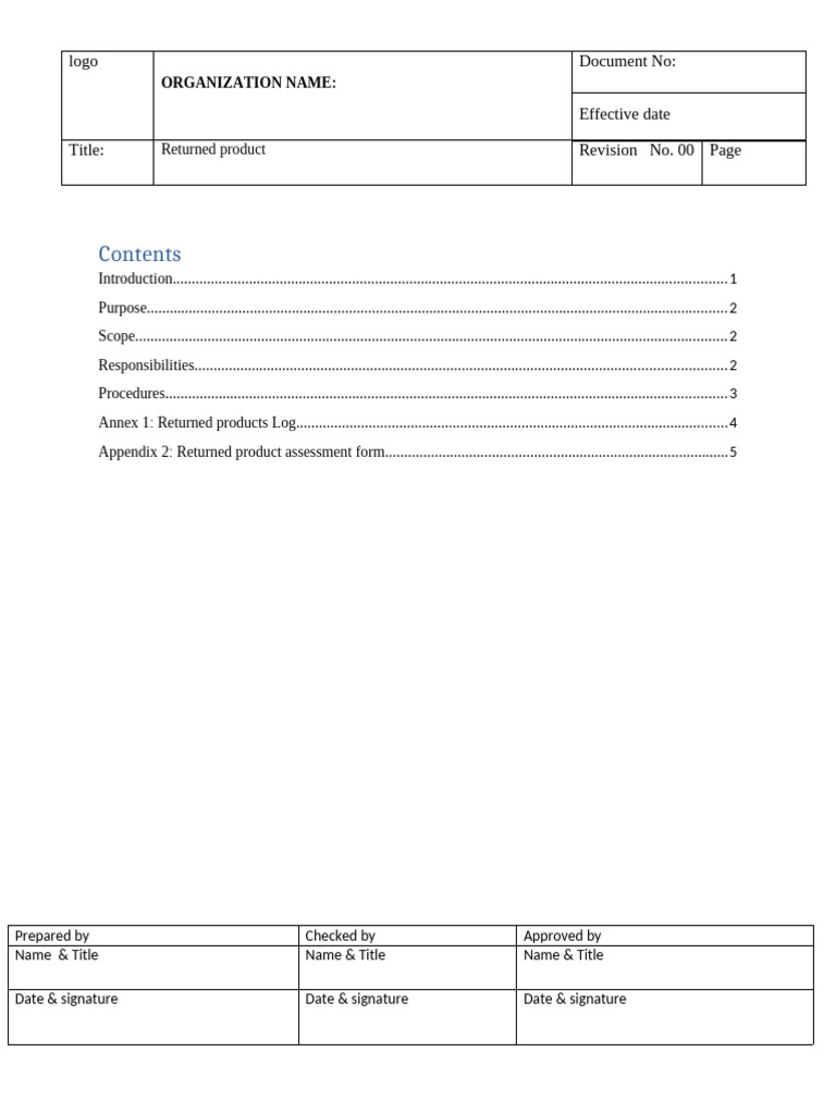 Returned Product Disposition Procedure | PDF | Warehouse