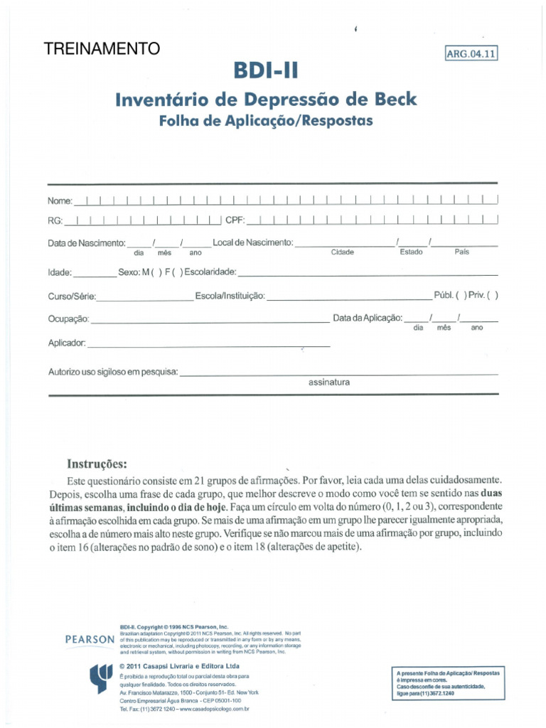 Inventario de Depressao de Beck BDI II-1 | PDF
