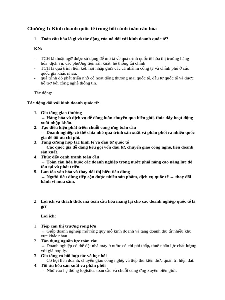 ÔN TẬP KDQT | PDF