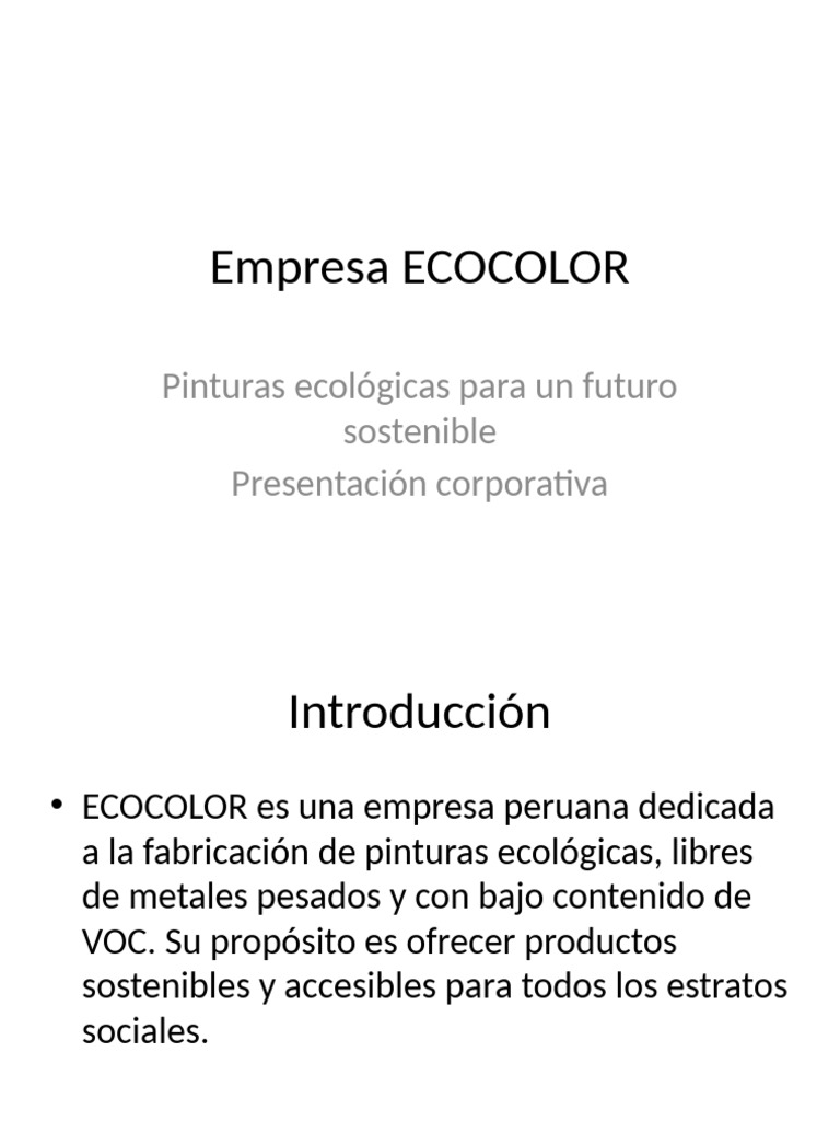 Pinturas Ecológicas ECOCOLOR en Perú | PDF | Sustentabilidad | Business