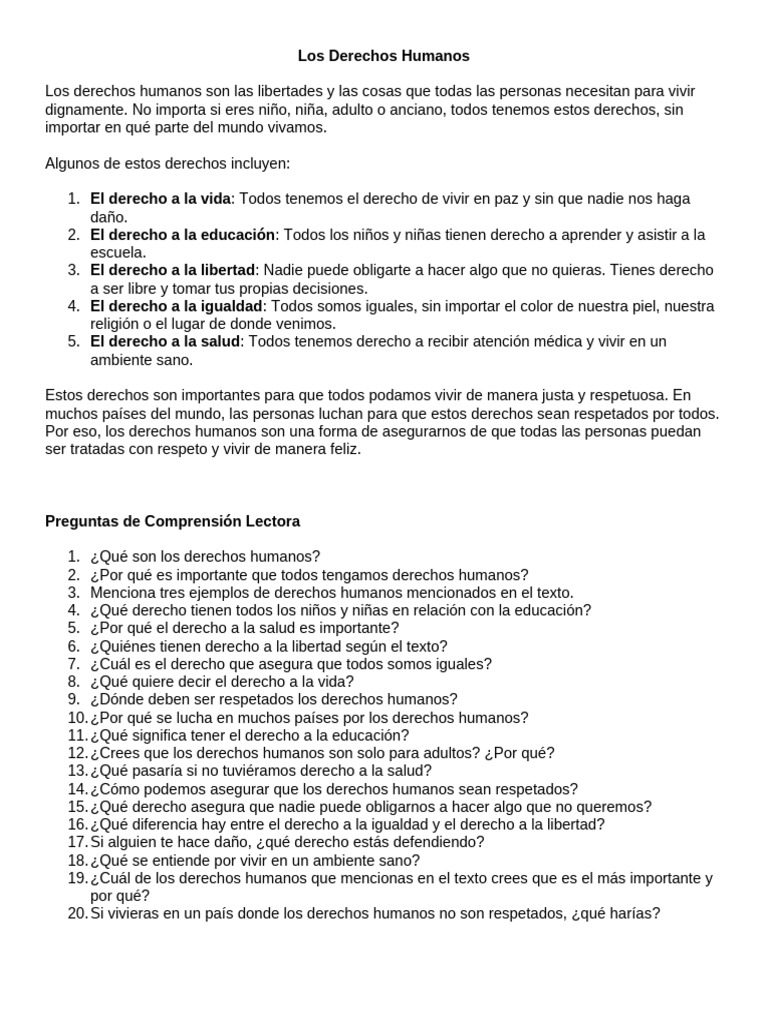 Los Derechos Humanos | PDF | Derechos humanos | Libertad