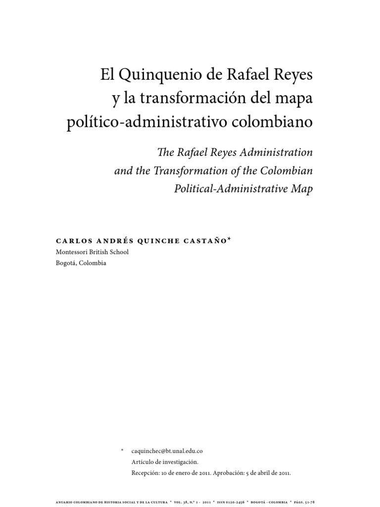 El Quinquenio de Rafael Reyes | PDF | Colombia | Bogotá