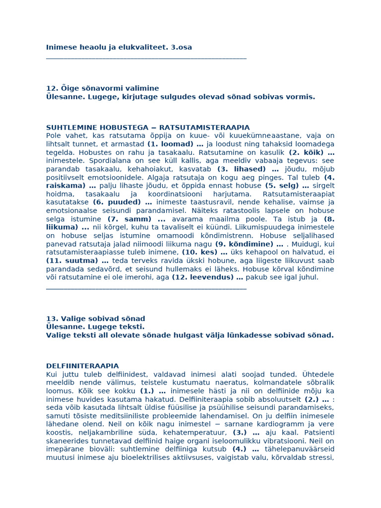 Inimese Heaolu Ja Elukvaliteet. 3.osa | PDF