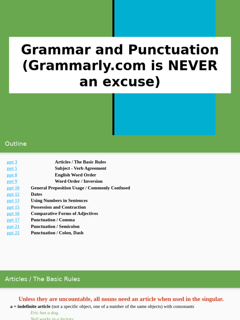 5.basics - Grammar and Punctuation | PDF | Comma | Grammatical Number