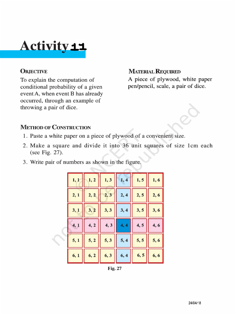 XII Maths Lab Activity 11 | PDF
