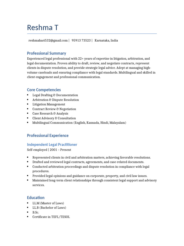 Reshma T ATS Resume | PDF