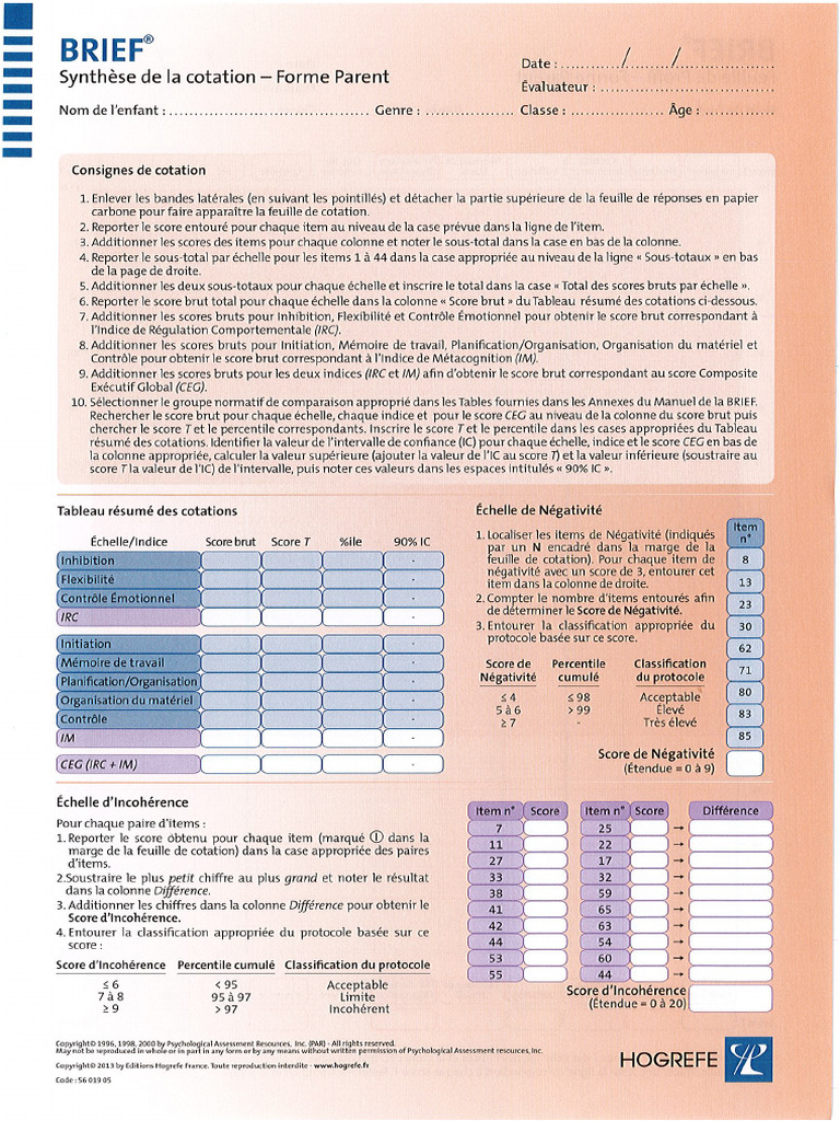 BRIEF Feuille Cotation Parents | PDF