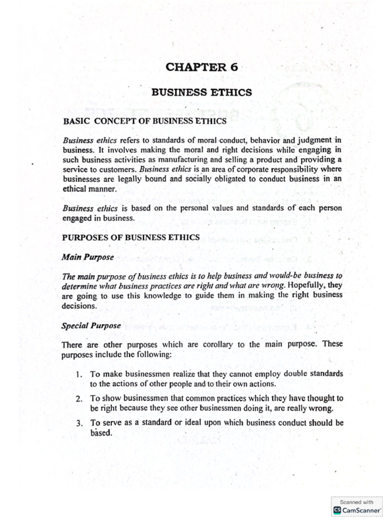 Chapter 6 Business Ethics | PDF