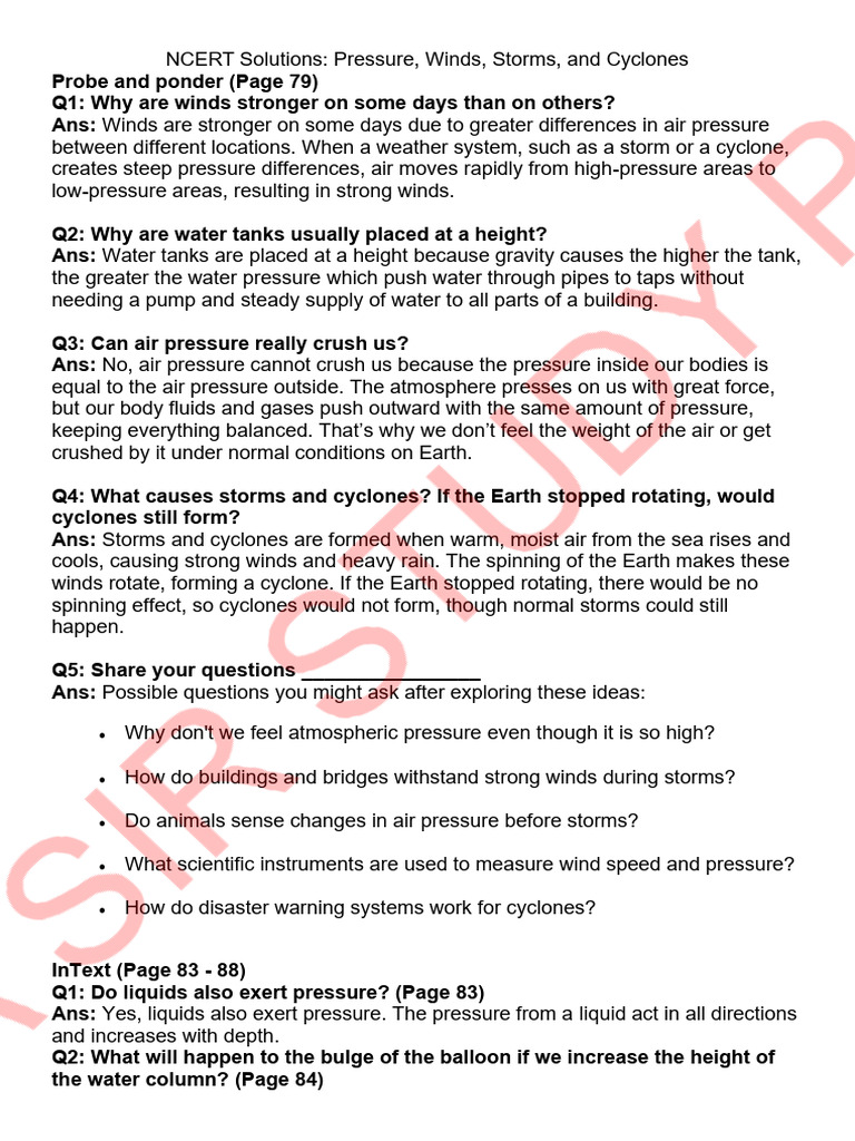 Ncert Solutions Wind Stron and Cyclon - Watermark | PDF | Pressure ...