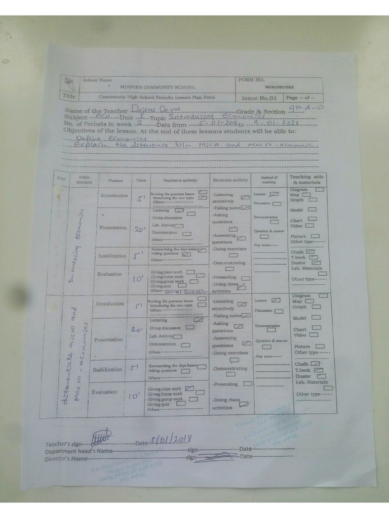 Weekly Lesson Plan | PDF